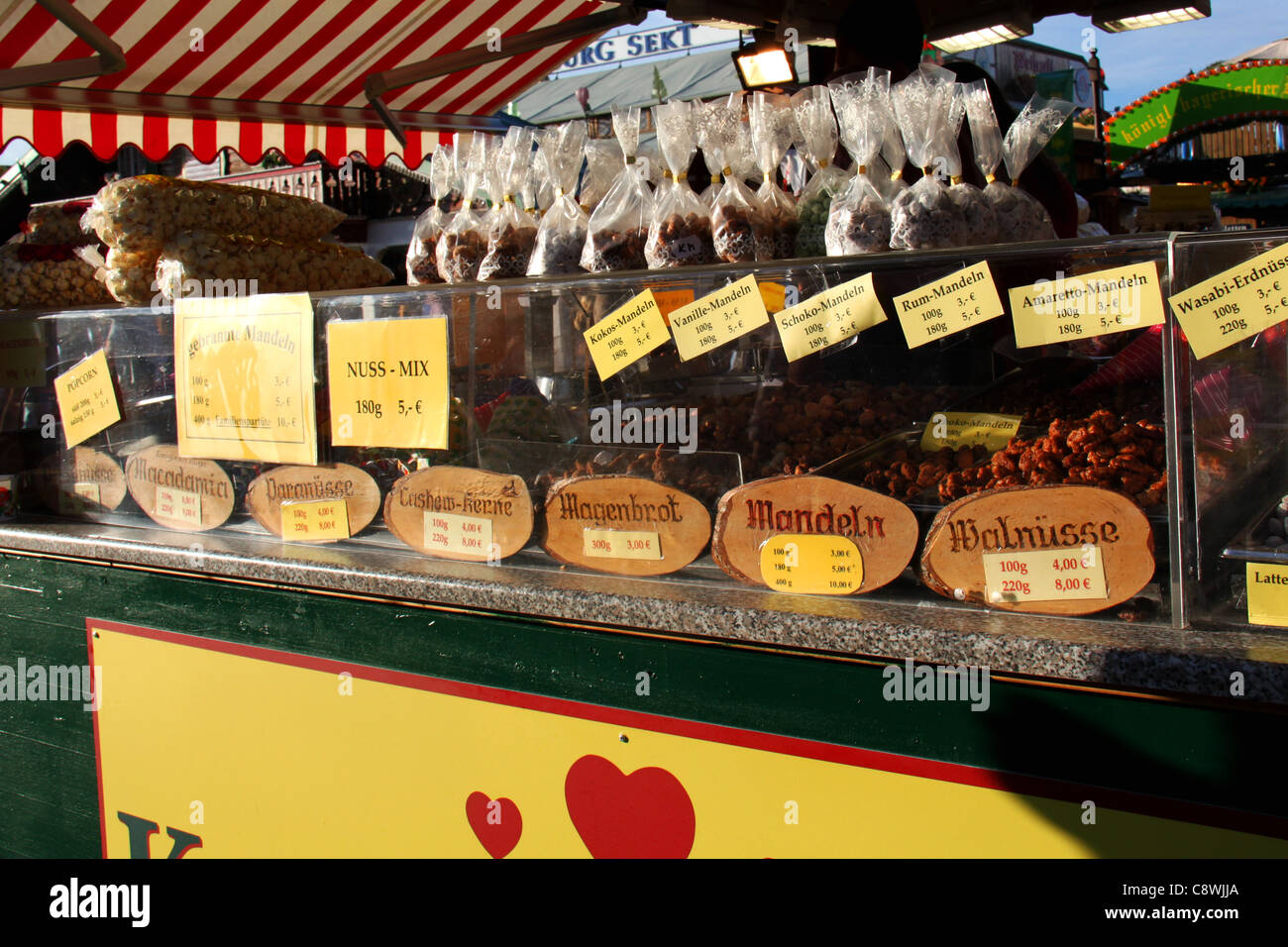 Nut stall at Oktoberfest in Munich Stock Photo - Alamy