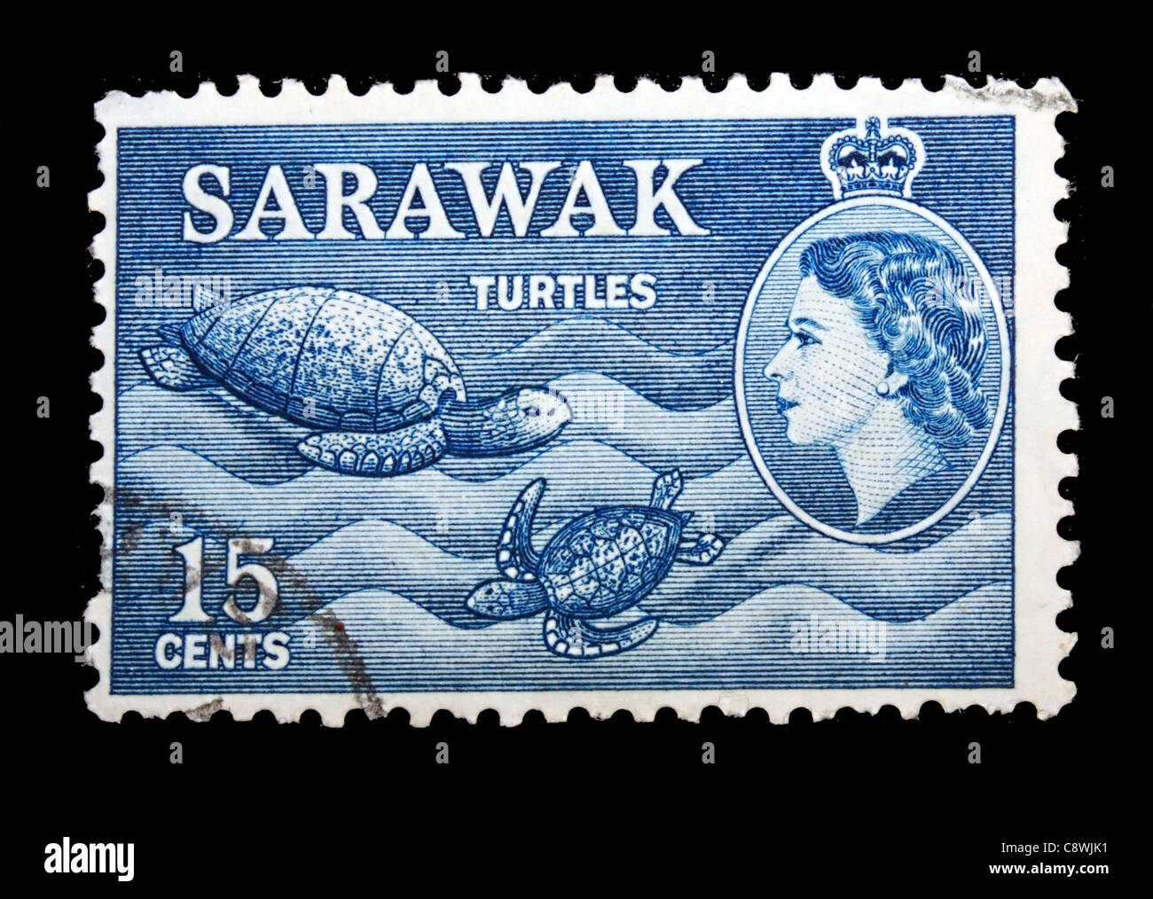 A postage stamp of Sarawak in black background Stock Photo - Alamy