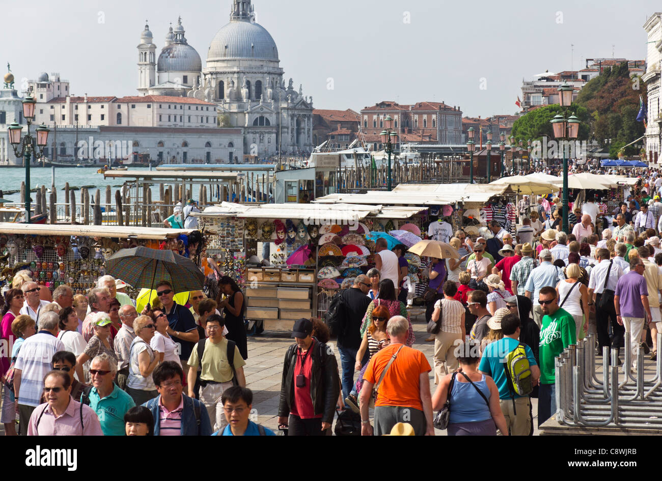 Venice - busy tourist crowds on the Riva Schiavoni beside the Grand ...