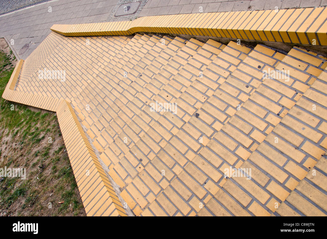 urban yellow bricks street staircase Stock Photo - Alamy