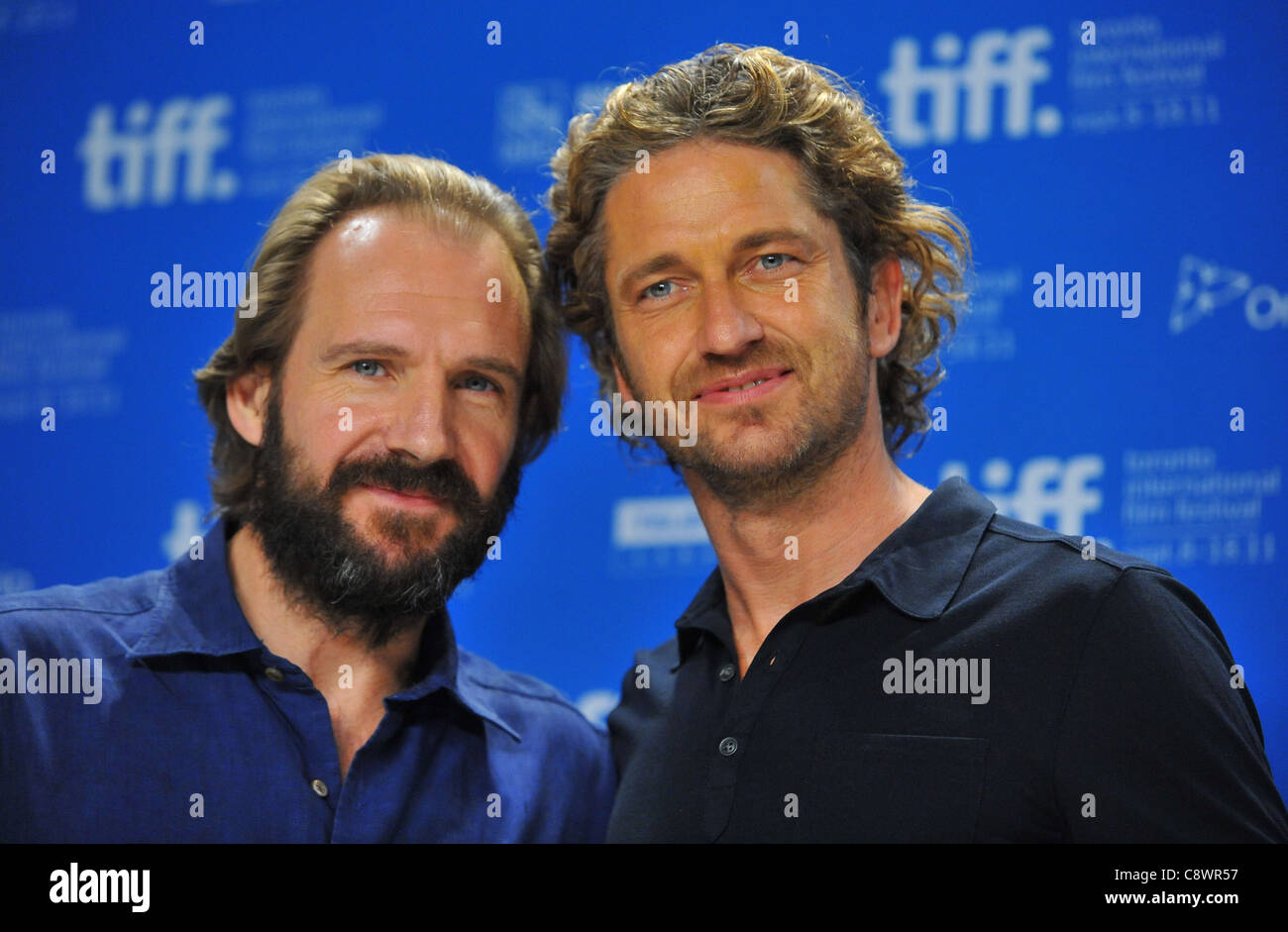 Ralph Fiennes Gerard Butler atpress conference CORIOLANUS Press ...