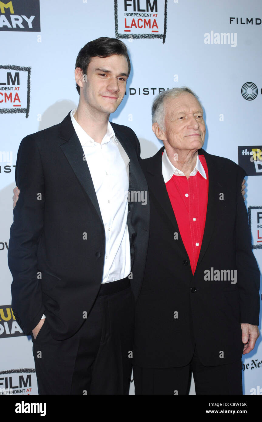 Hugh Hefner, son at arrivals for THE RUM DIARY Premiere, Los Angeles ...