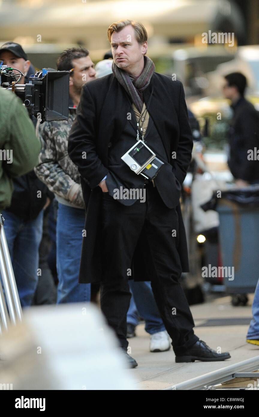 Director Christopher Nolan, films a riot scene at the 'Dark Knight ...