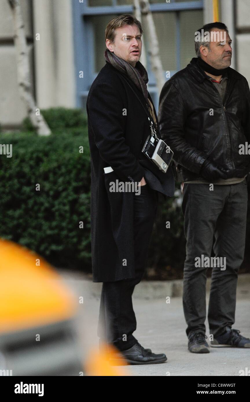 Director Christopher Nolan, films a riot scene at the 'Dark Knight ...