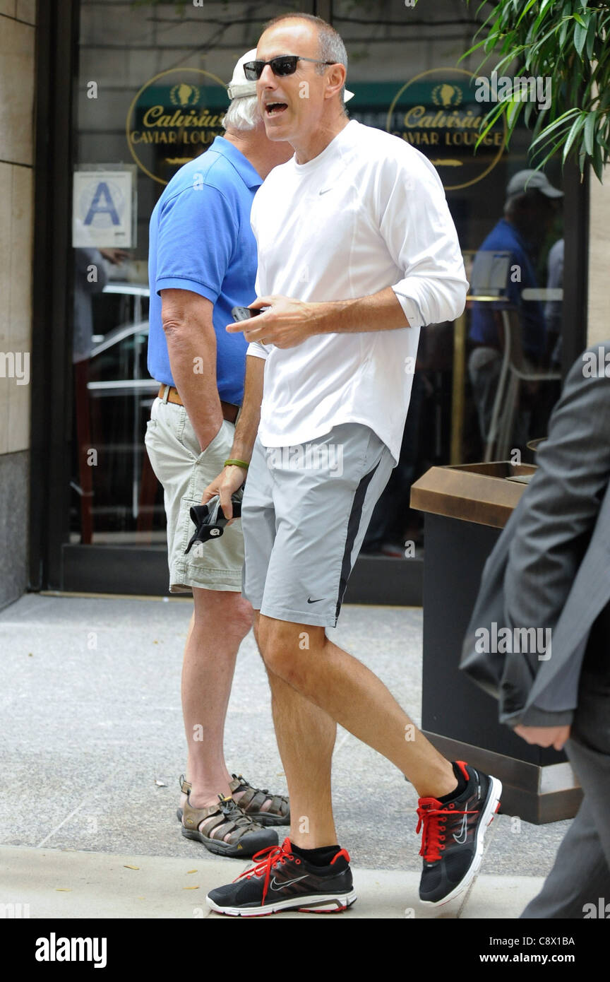 Matt Lauer, leaves a Midtown Manhattan hotel out and about for Stock ...