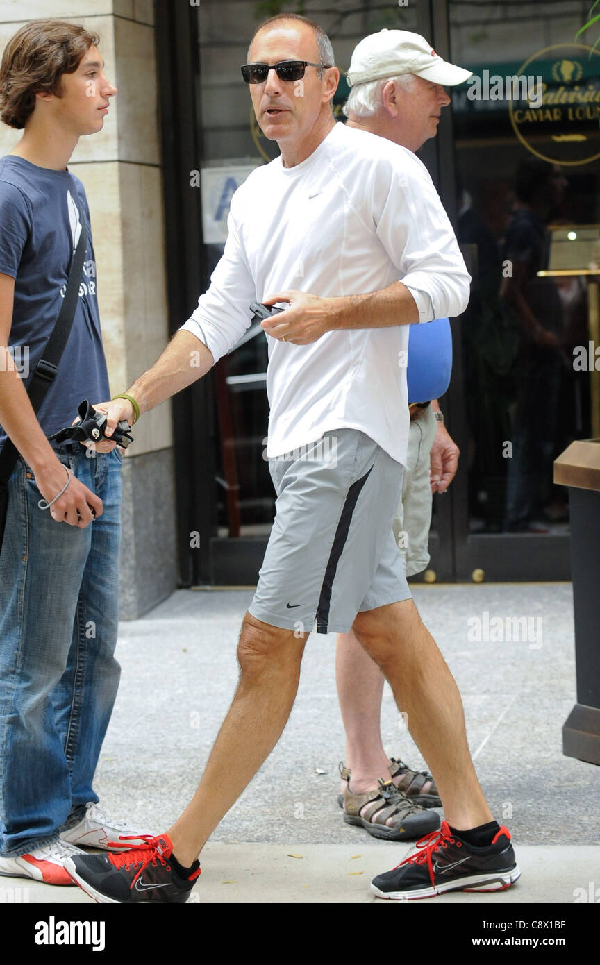 Matt Lauer, leaves a Midtown Manhattan hotel out and about for ...
