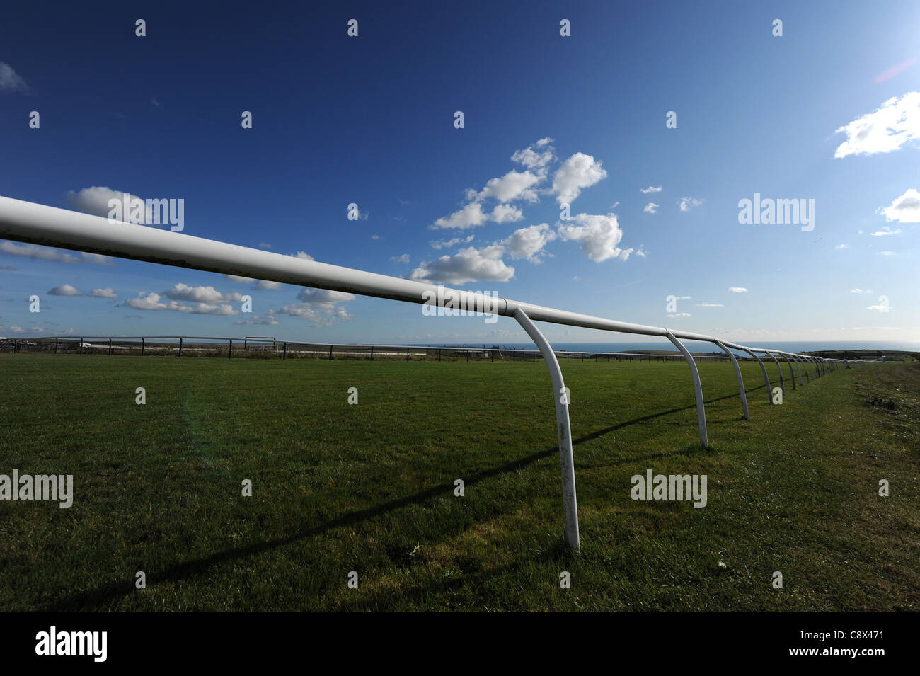 A View of Running Rails and a Racecourse Stock Photo - Alamy