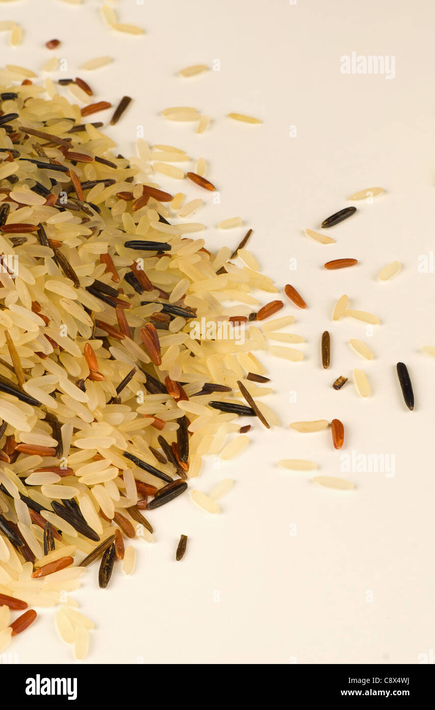 Assorted raw rice grains of three different types Stock Photo - Alamy