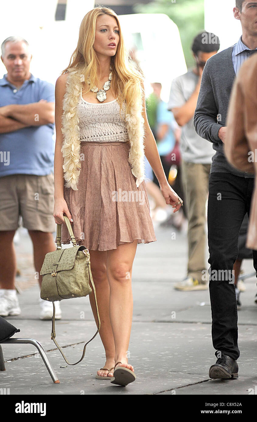 Blake Lively wearing Haute Hippie vest Rodarte Opening Ceremony skirt ...
