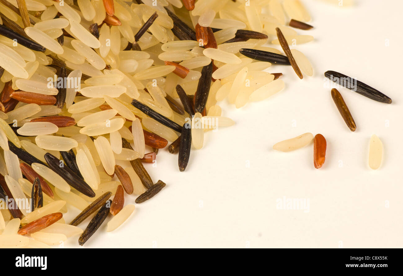 Assorted raw rice grains of three different types Stock Photo - Alamy