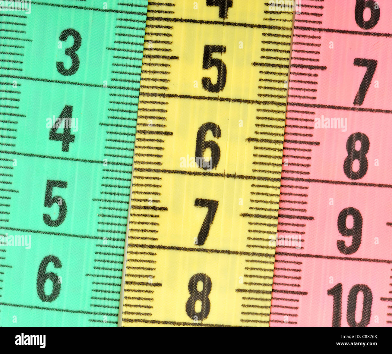 Measuring tape of the tailor. Abstract color background Stock Photo - Alamy