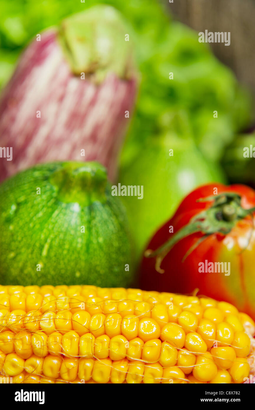Various fresh vegetables in still life Stock Photo - Alamy