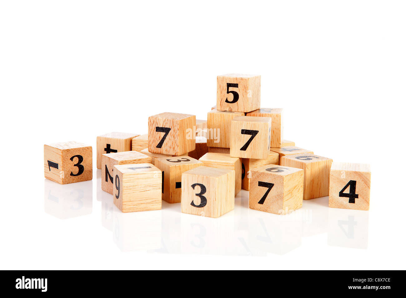 A lot of wooden blocks with numbers over white background Stock Photo ...