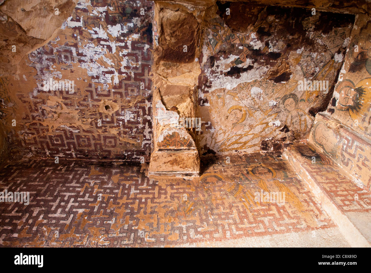 Painted ceiling at the semimonolithic rock-hewn church of Chirkos in ...