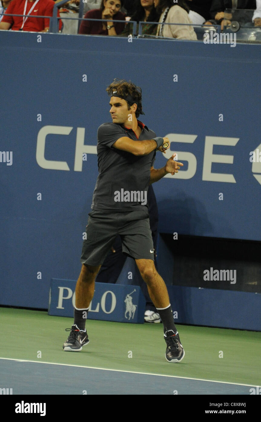 Roger Federer competes in attendance US OPEN 2011 Tennis Championship ...