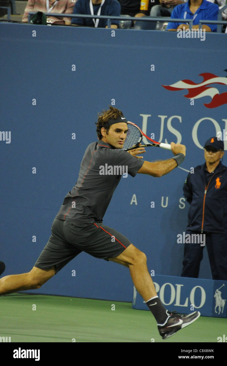 Roger Federer competes in attendance US OPEN 2011 Tennis Championship ...