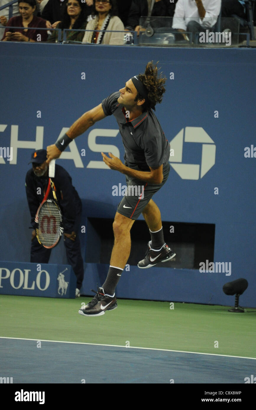 Roger Federer competes in attendance US OPEN 2011 Tennis Championship ...