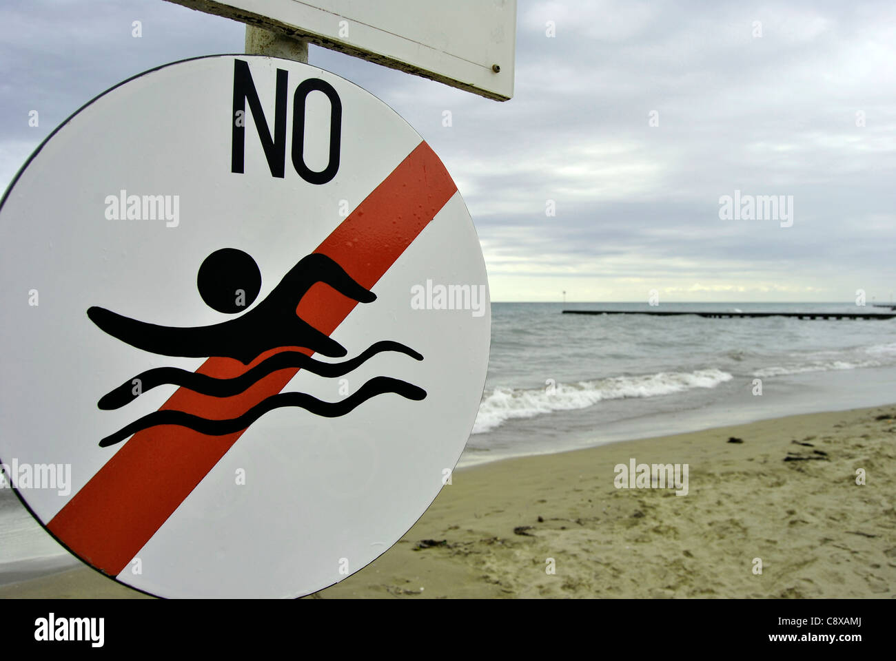 Swimming forbidden warning sign Stock Photo - Alamy
