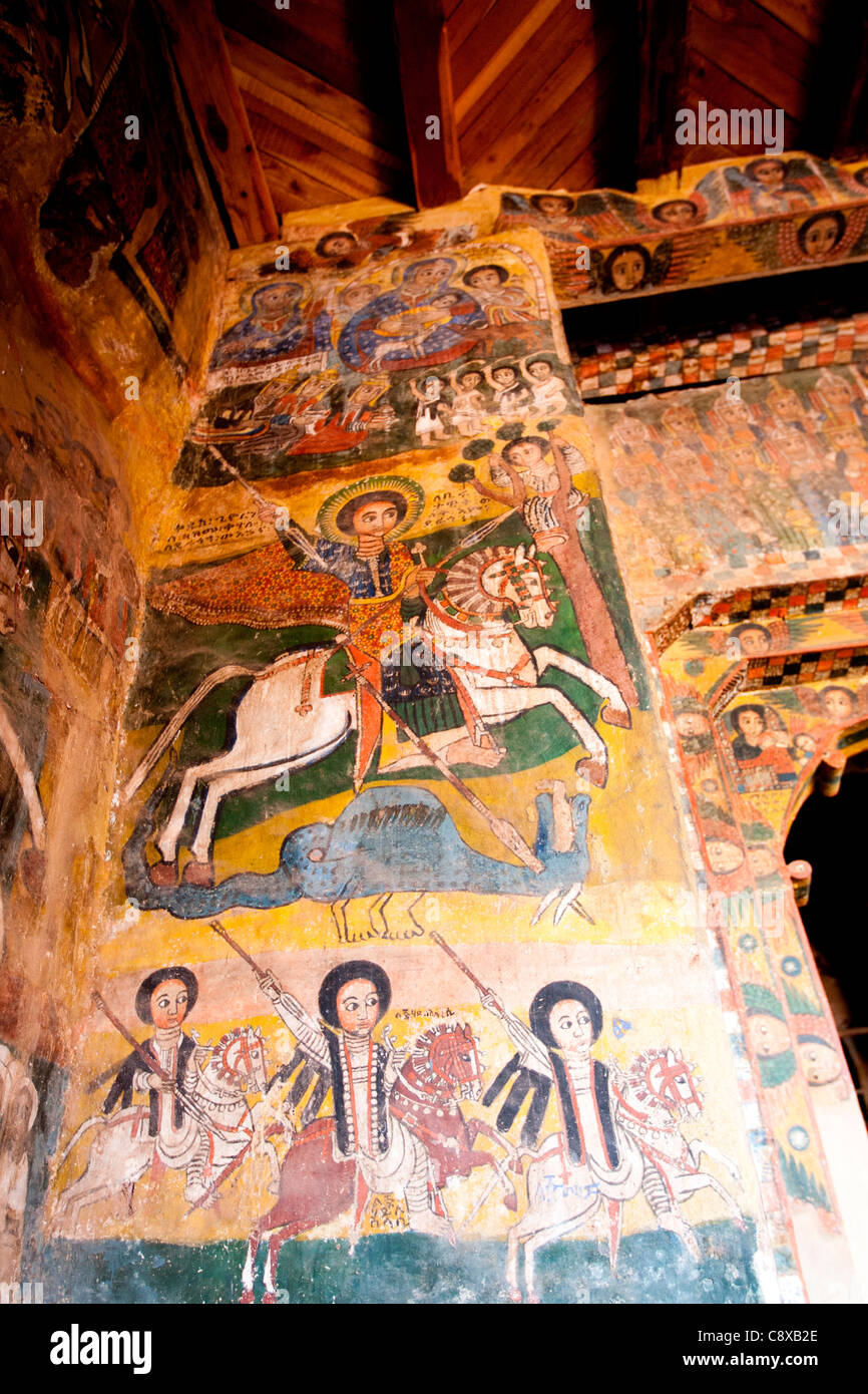 17th century paintings at the rock-hewn church of Abraha Atsbeha in the ...