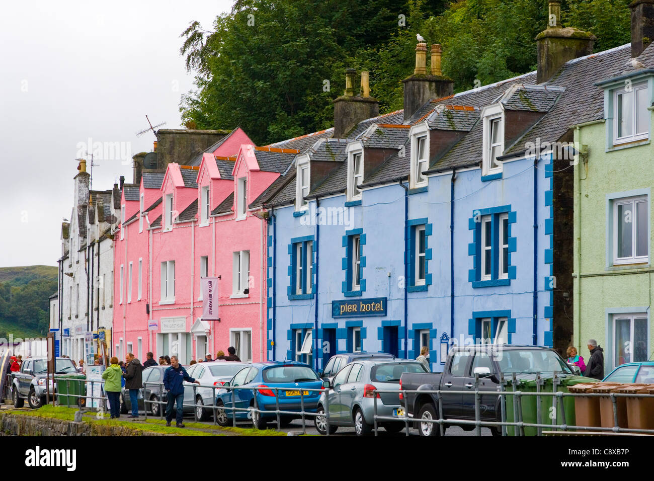 Colourful buildings at Portree the main town on the Isle of Skye ...