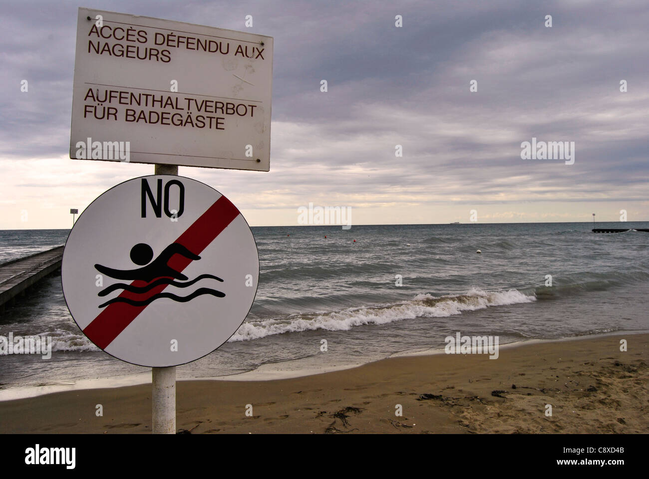 Swimming forbidden warning sign Stock Photo - Alamy