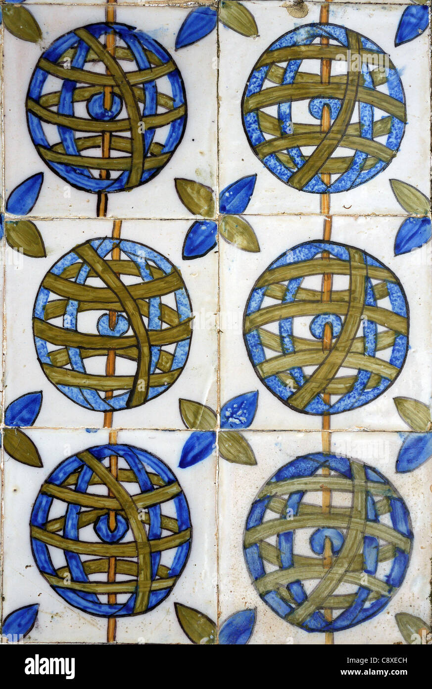 Painted tiles (azulejos), of armillary spheres, on the exterior walls ...