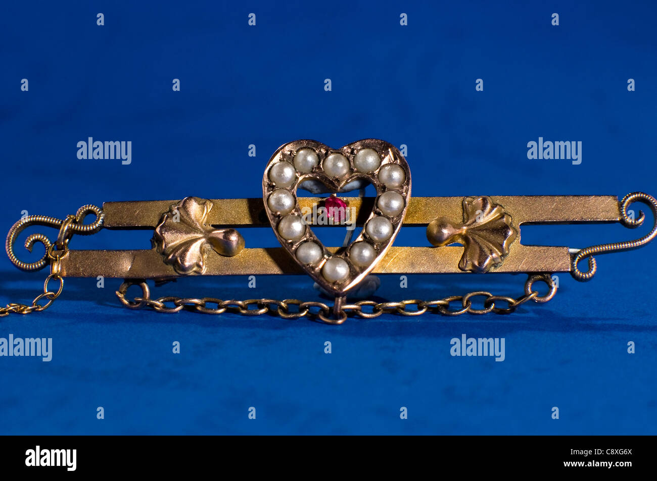 Queen Victoria era brooch with seed pearls and garnet top doublet Stock ...