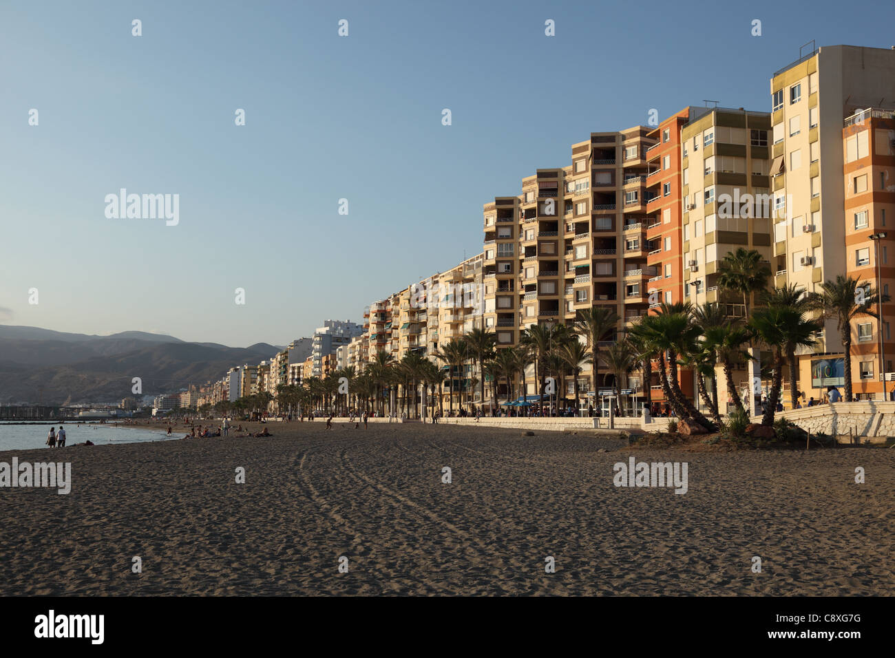 Beach and the promenade in Almeria, Spain Stock Photo - Alamy
