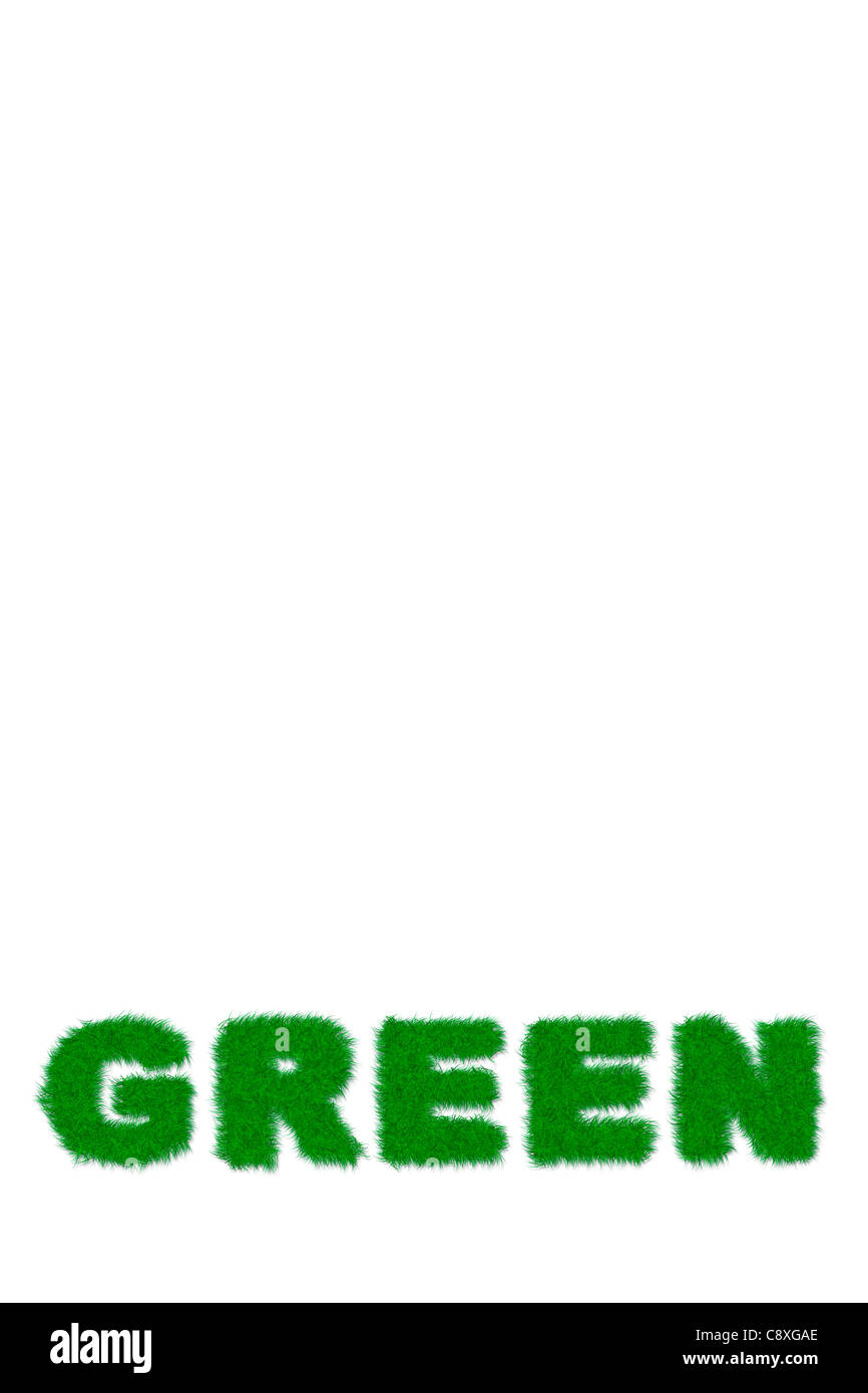 Word Green In Grass Texture Letters Stock Photo - Alamy