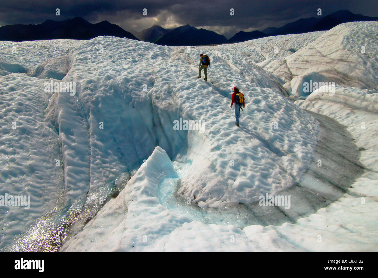 Hiking the Root Glacier, Wrangell-St. Elias National Park, Alaska Stock ...