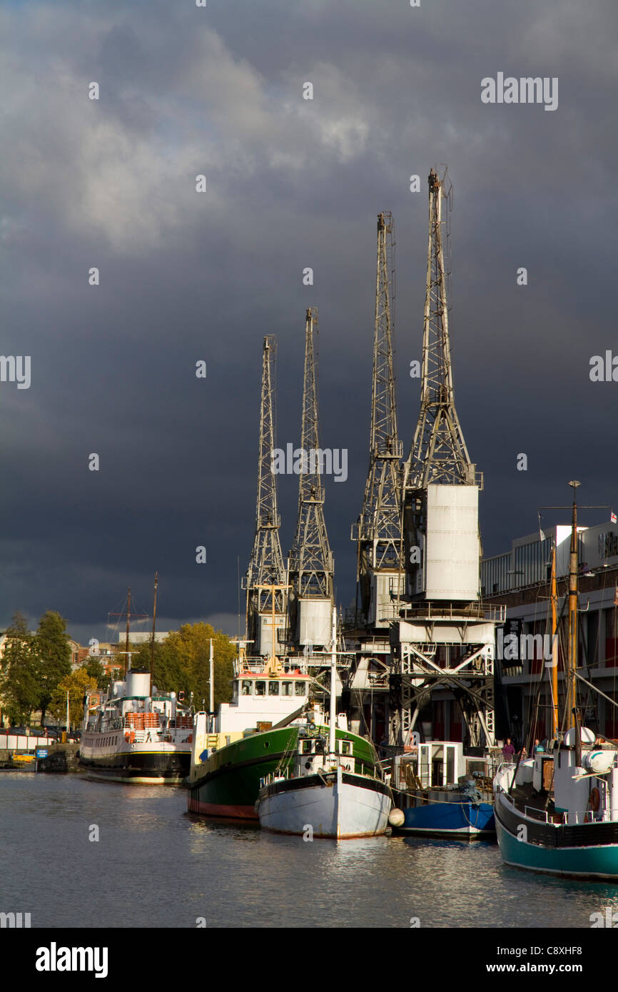 The old cranes at Bristol harbour, a legacy from its days as a working ...