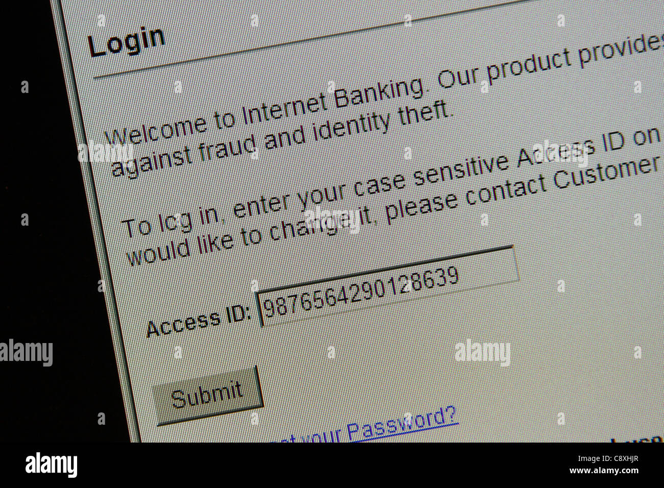 internet banking login logon screen Stock Photo - Alamy