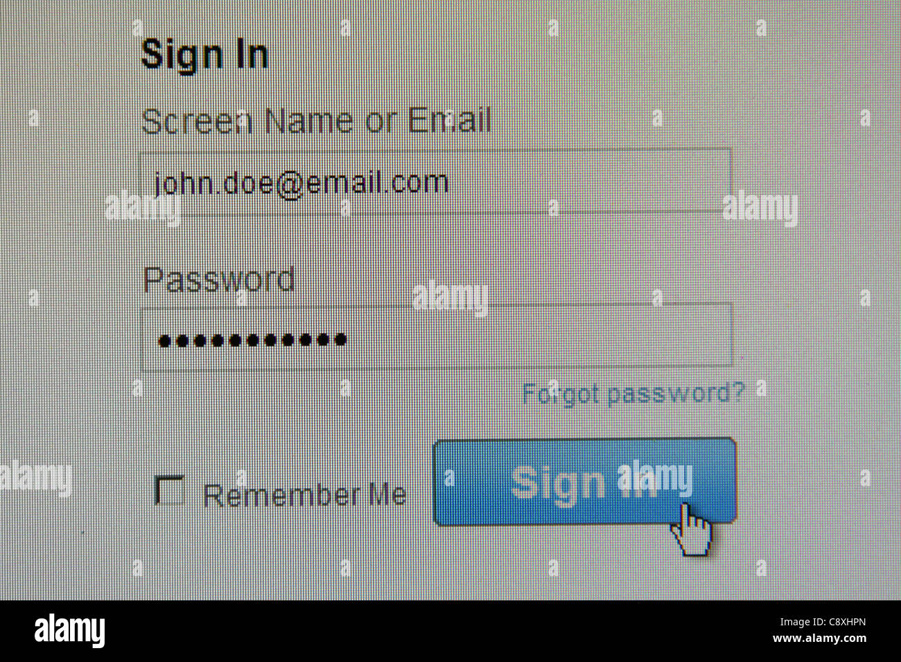 Email sign in page hi-res stock photography and images - Alamy