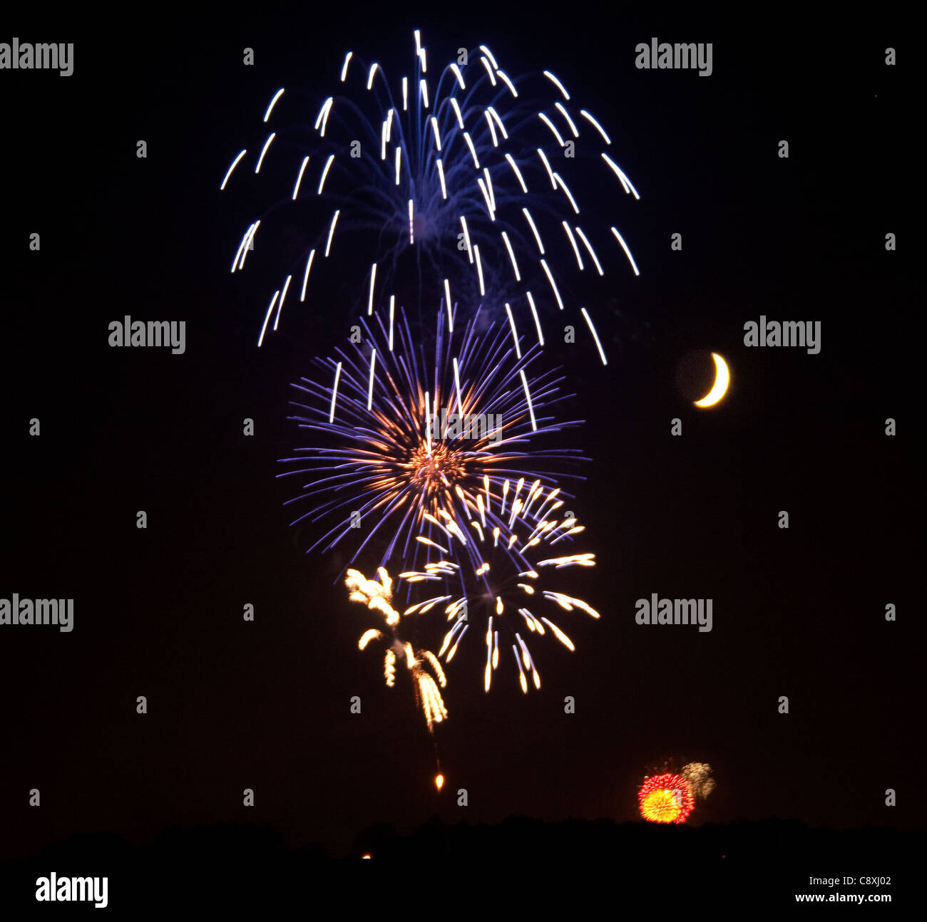 Moon and fireworks hi-res stock photography and images - Alamy