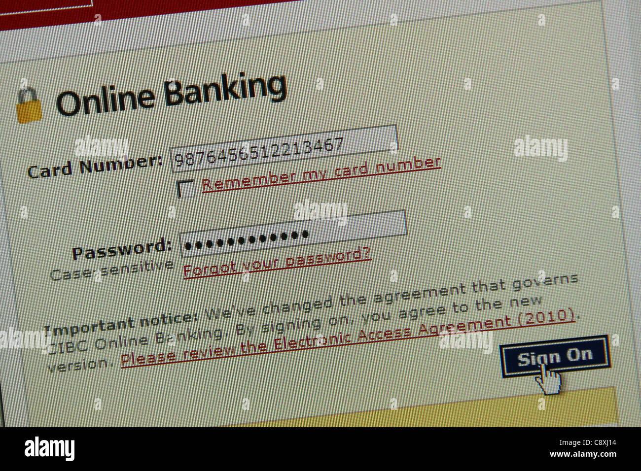 online banking website logon screen Stock Photo - Alamy