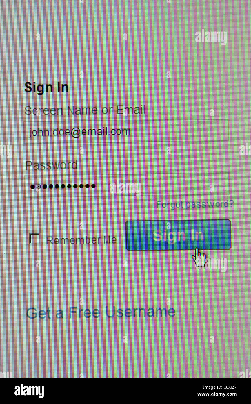 email login e-mail sign in Stock Photo - Alamy