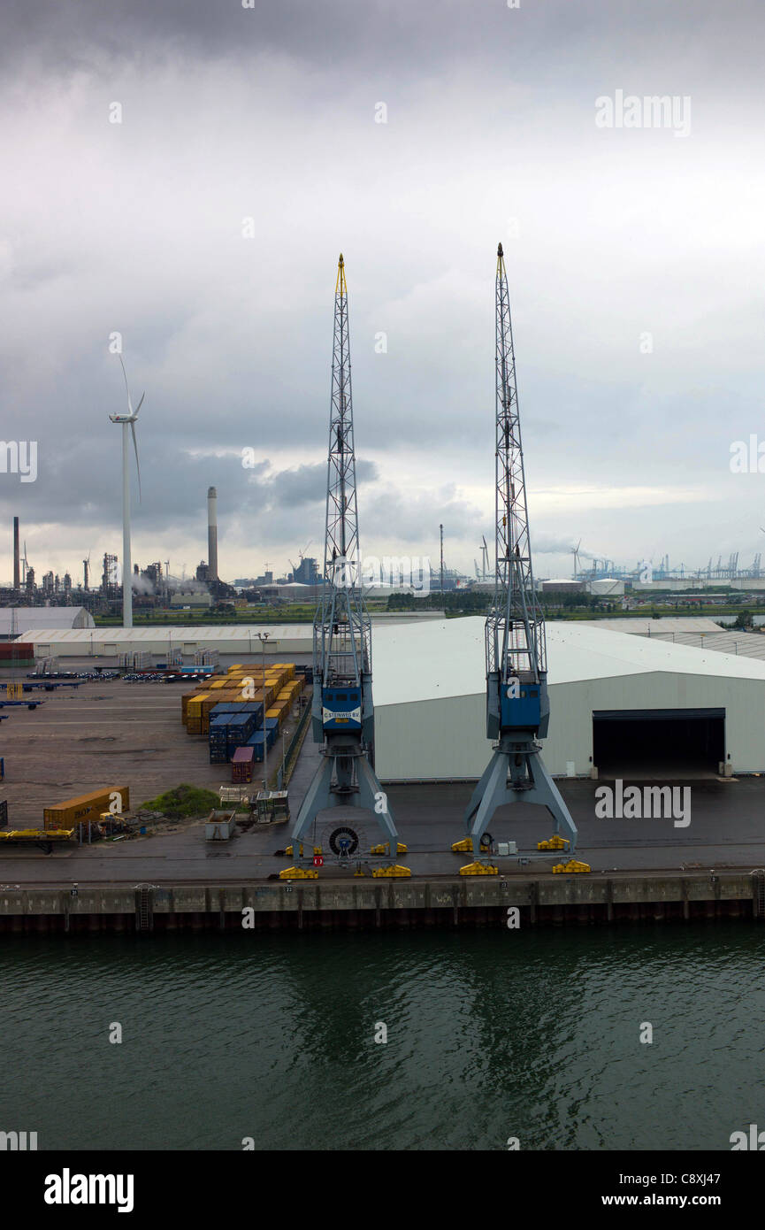 Europoort netherlands wind turbines containers chimneys hi-res stock ...