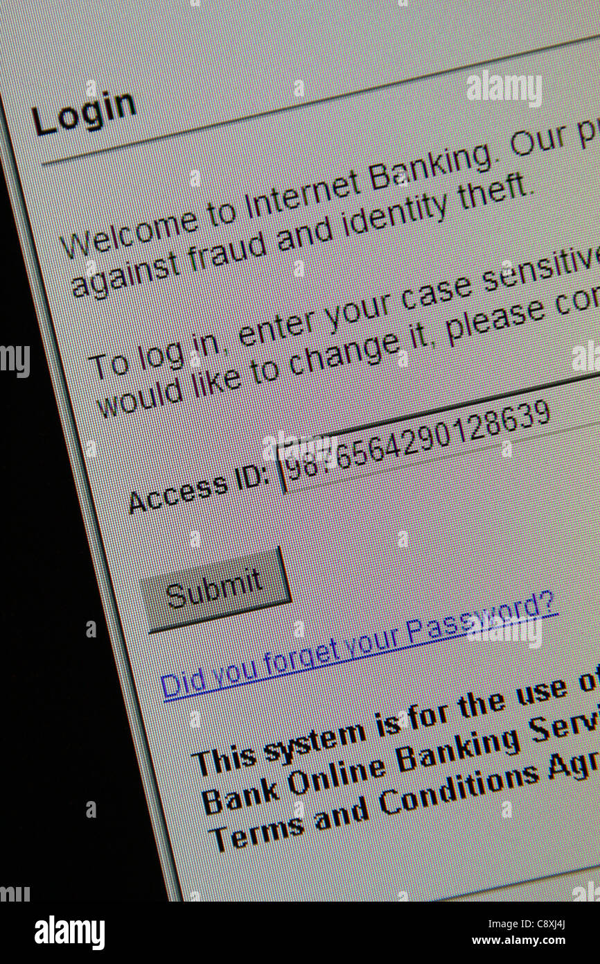 internet banking login logon screen Stock Photo - Alamy