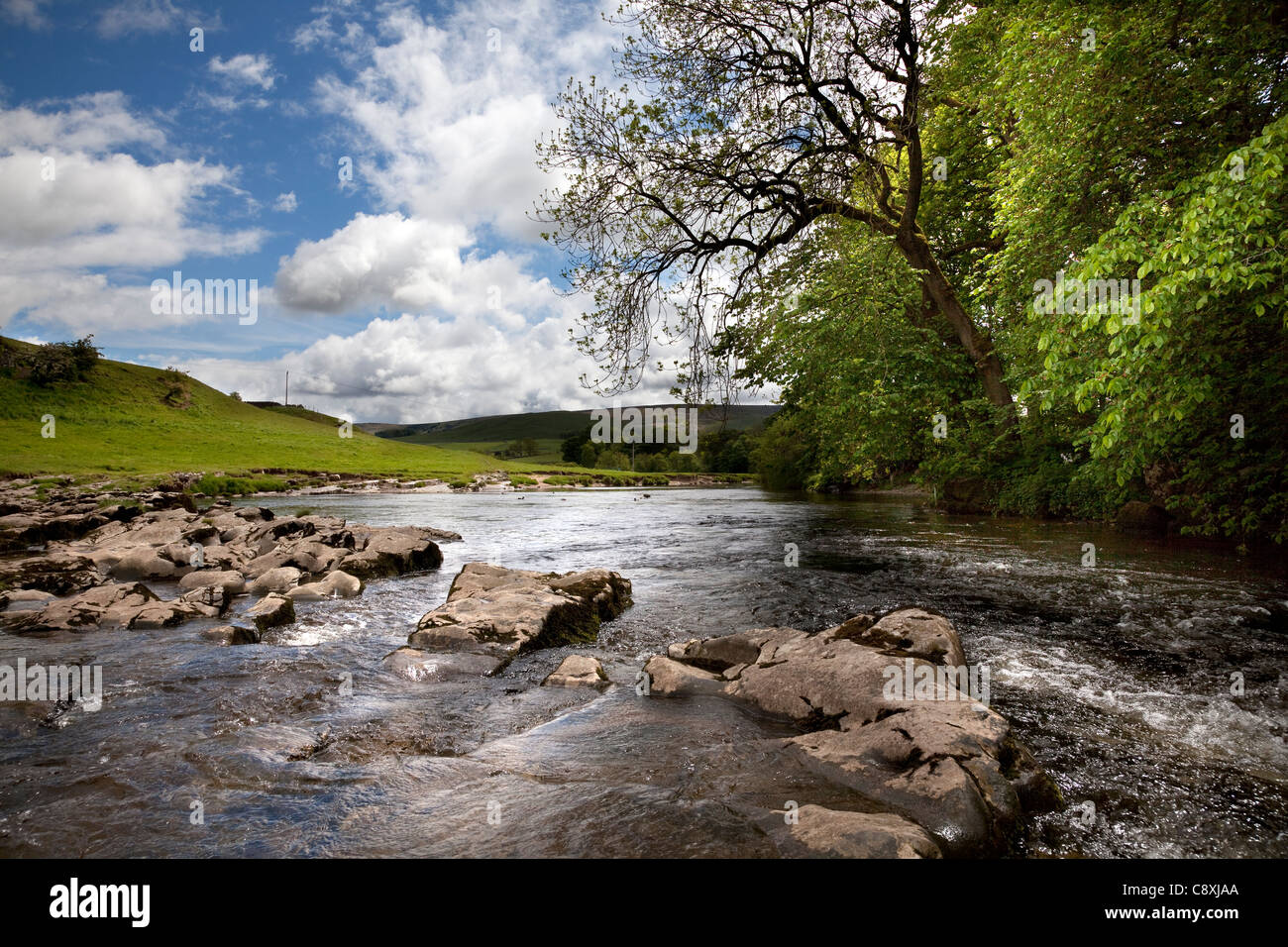 River views on the River Wharfe at Grassington, North Yorkshire ...