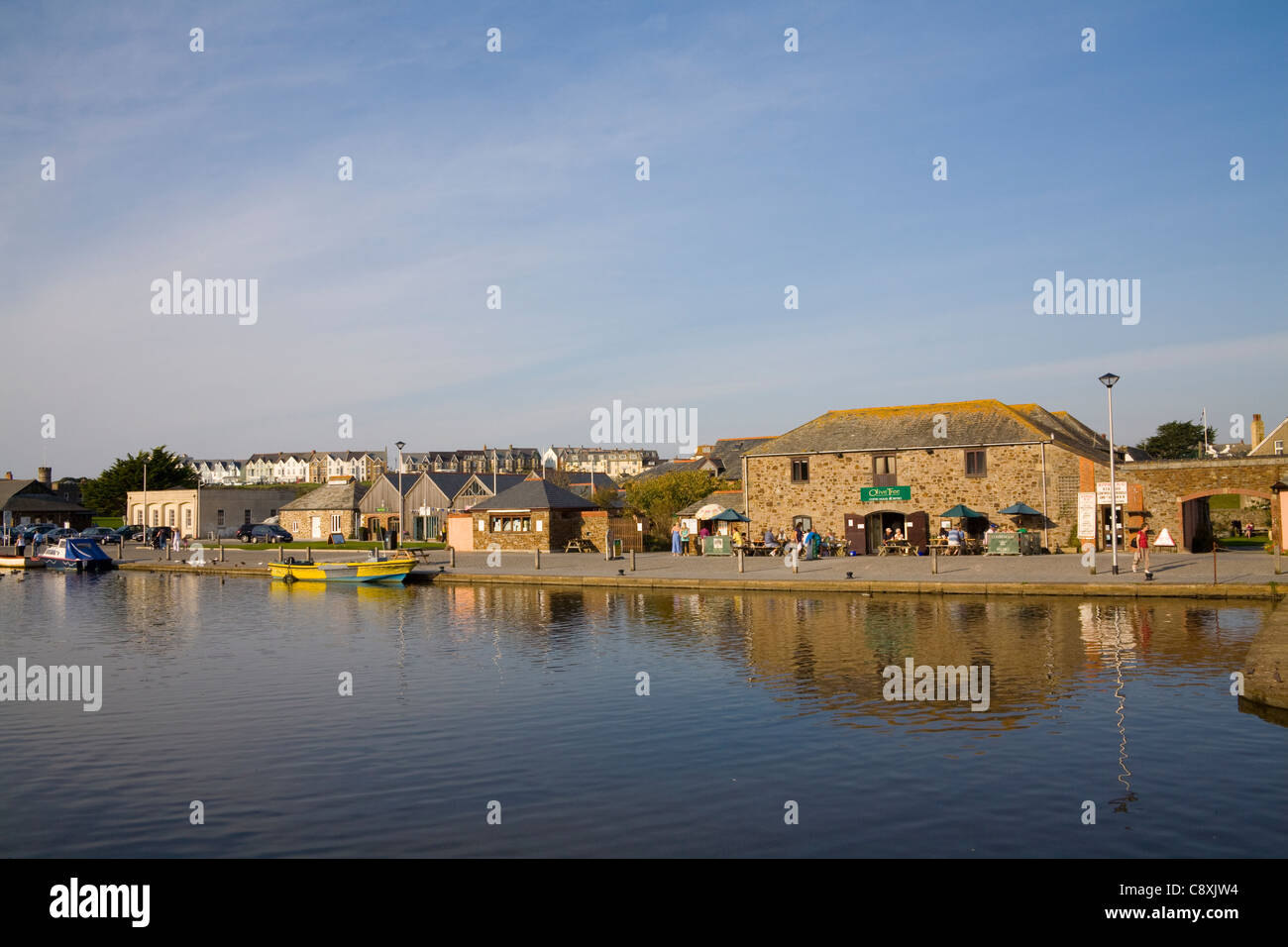 Bude Cornwall October View across canal at Lower Wharf with holiday ...