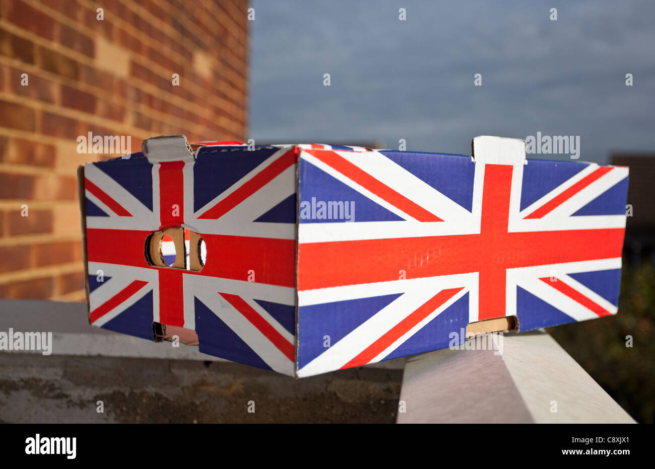 Union Jack carton box Stock Photo - Alamy