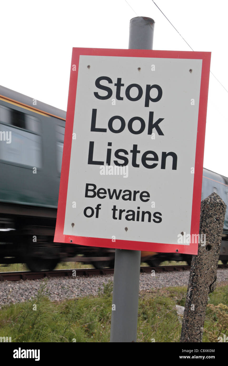 Stop look listen railway sign hi-res stock photography and images - Alamy