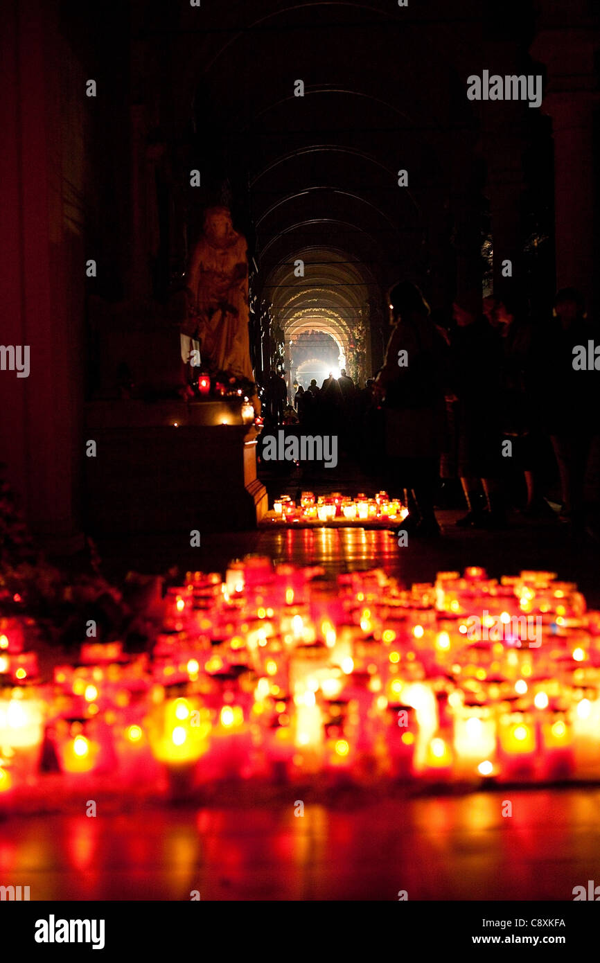 Candles on floor in Mirogoj arcade Stock Photo - Alamy