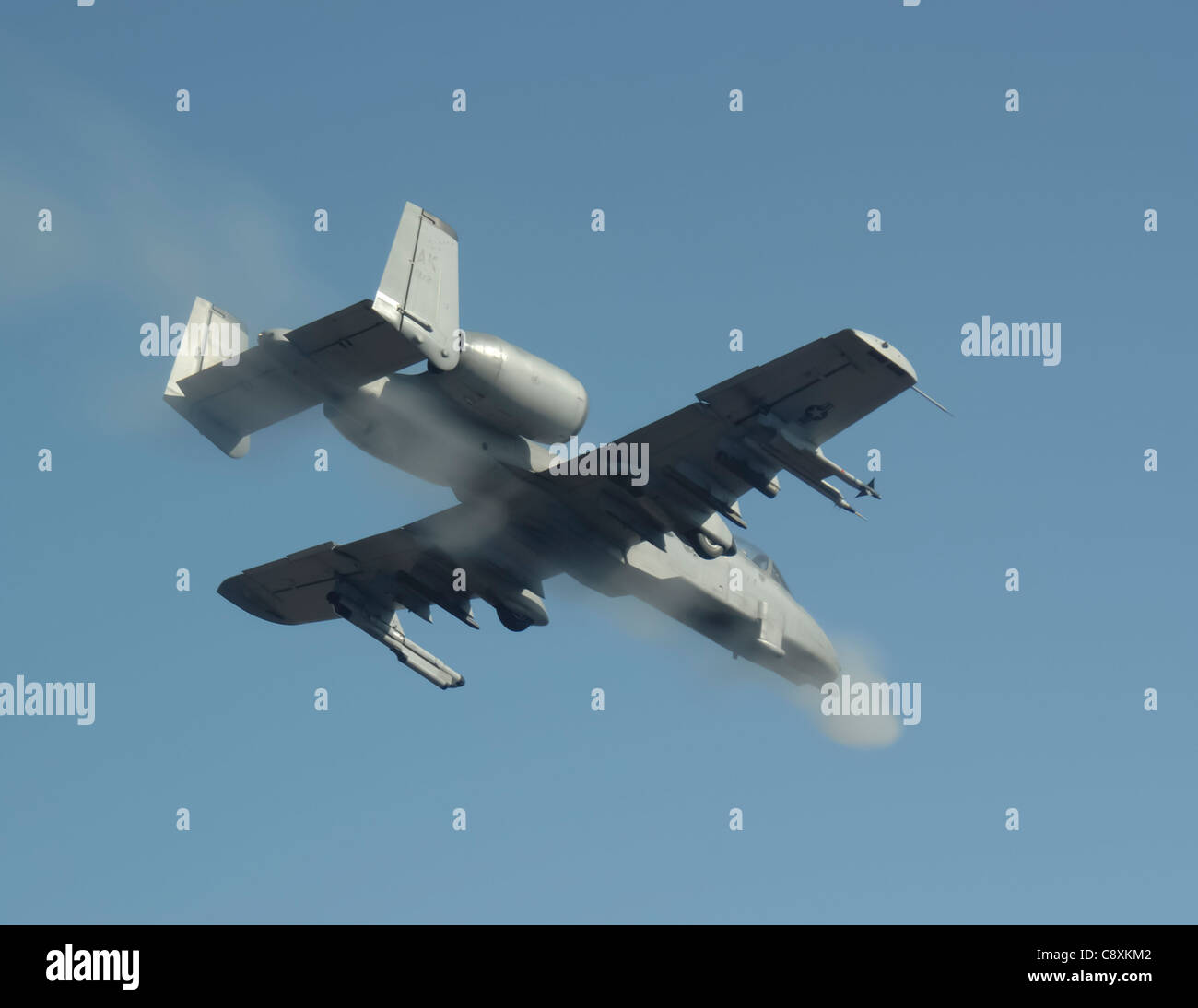 Capt. Dustin Ireland fires the GAU-8 from an A-10 Thunderbolt II April ...
