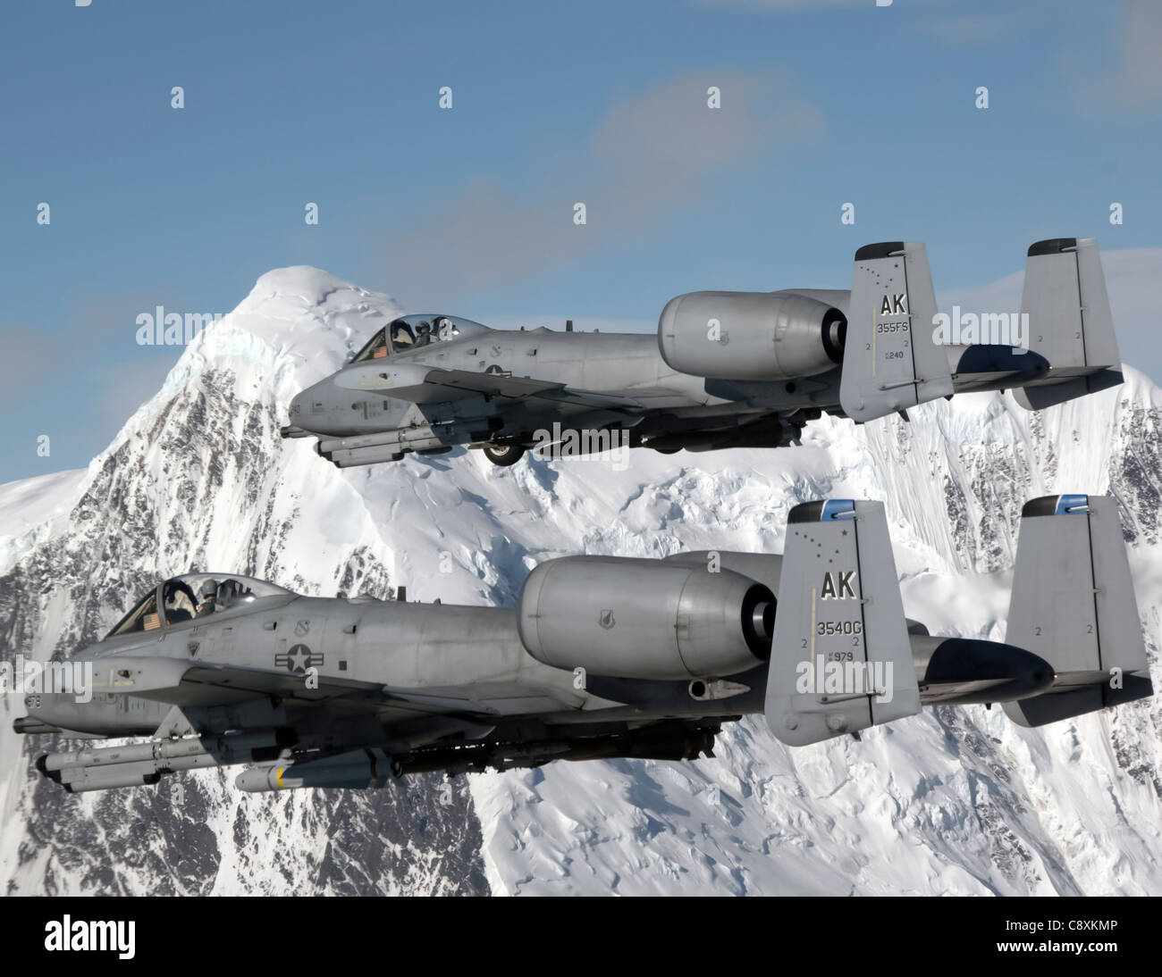 Two A-10 Thunderbolt IIs fly over the Pacific Alaska Range Complex ...