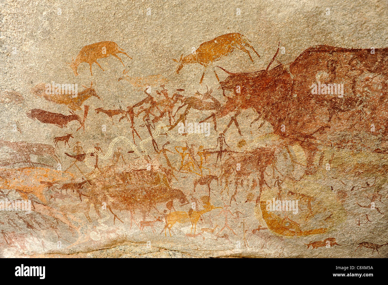Bushman paintings in Markwe Cave, Ismire, Zimbabwe Stock Photo - Alamy
