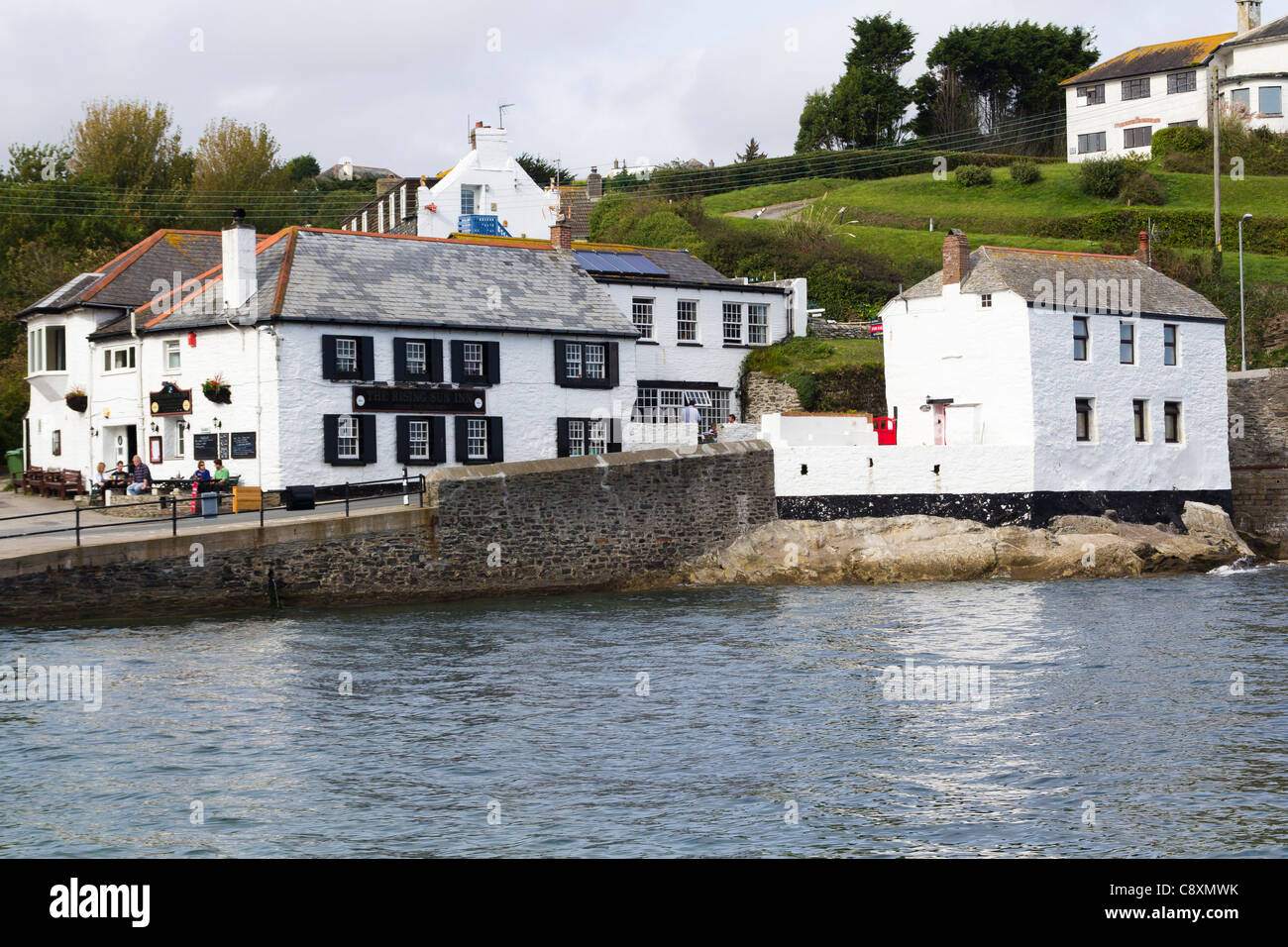 The Rising Sun Pub on the waterfront at Portmellon Cornwall England UK ...