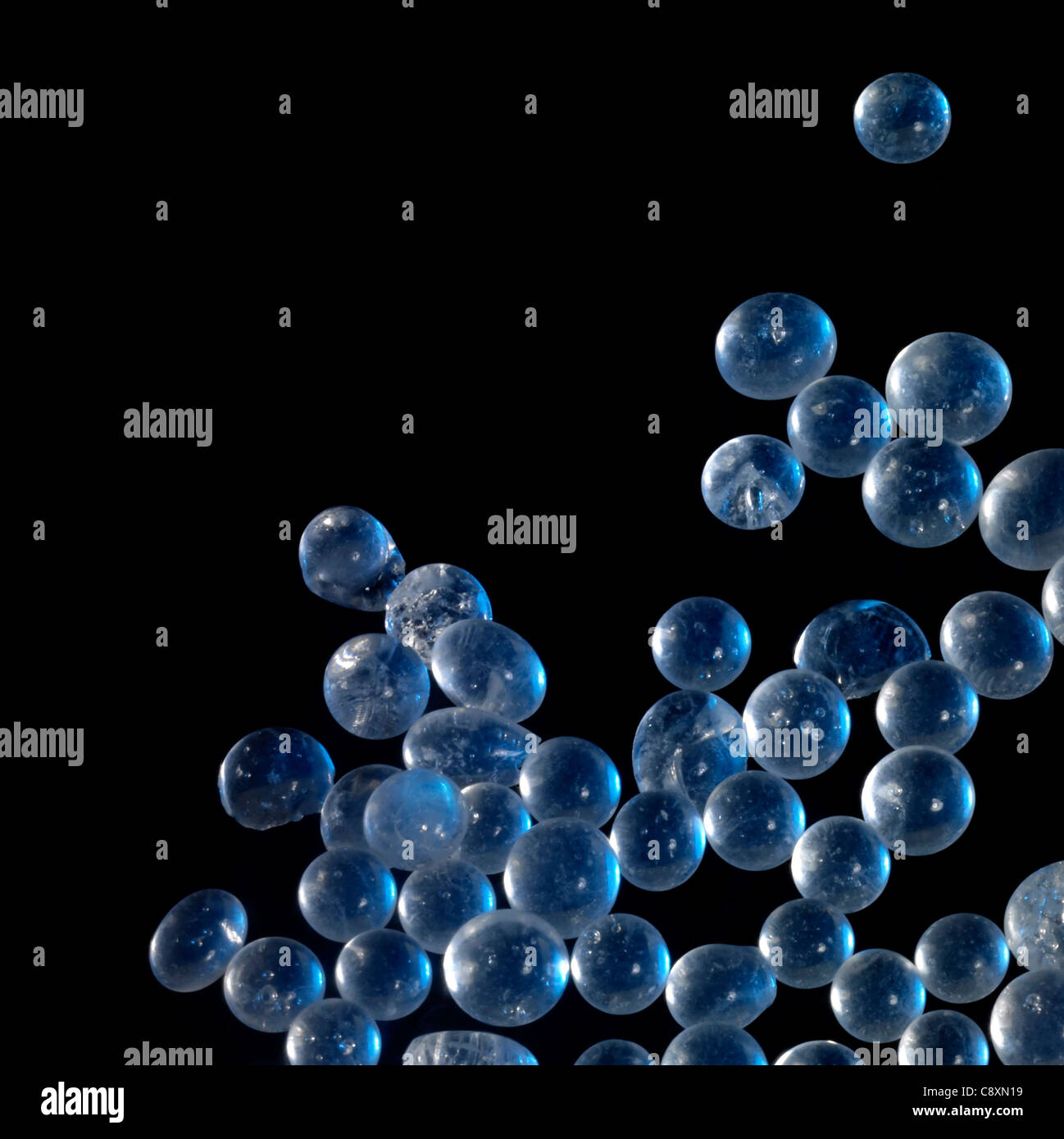 science background with transparent globules in dark back Stock Photo ...
