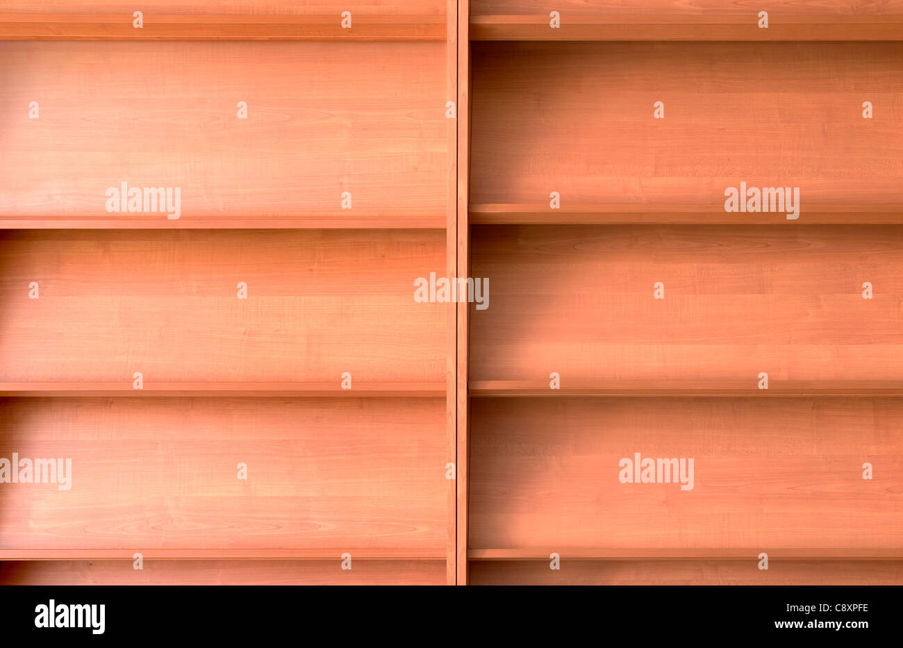 Closeup of empty wooden brown bookshelf Stock Photo - Alamy
