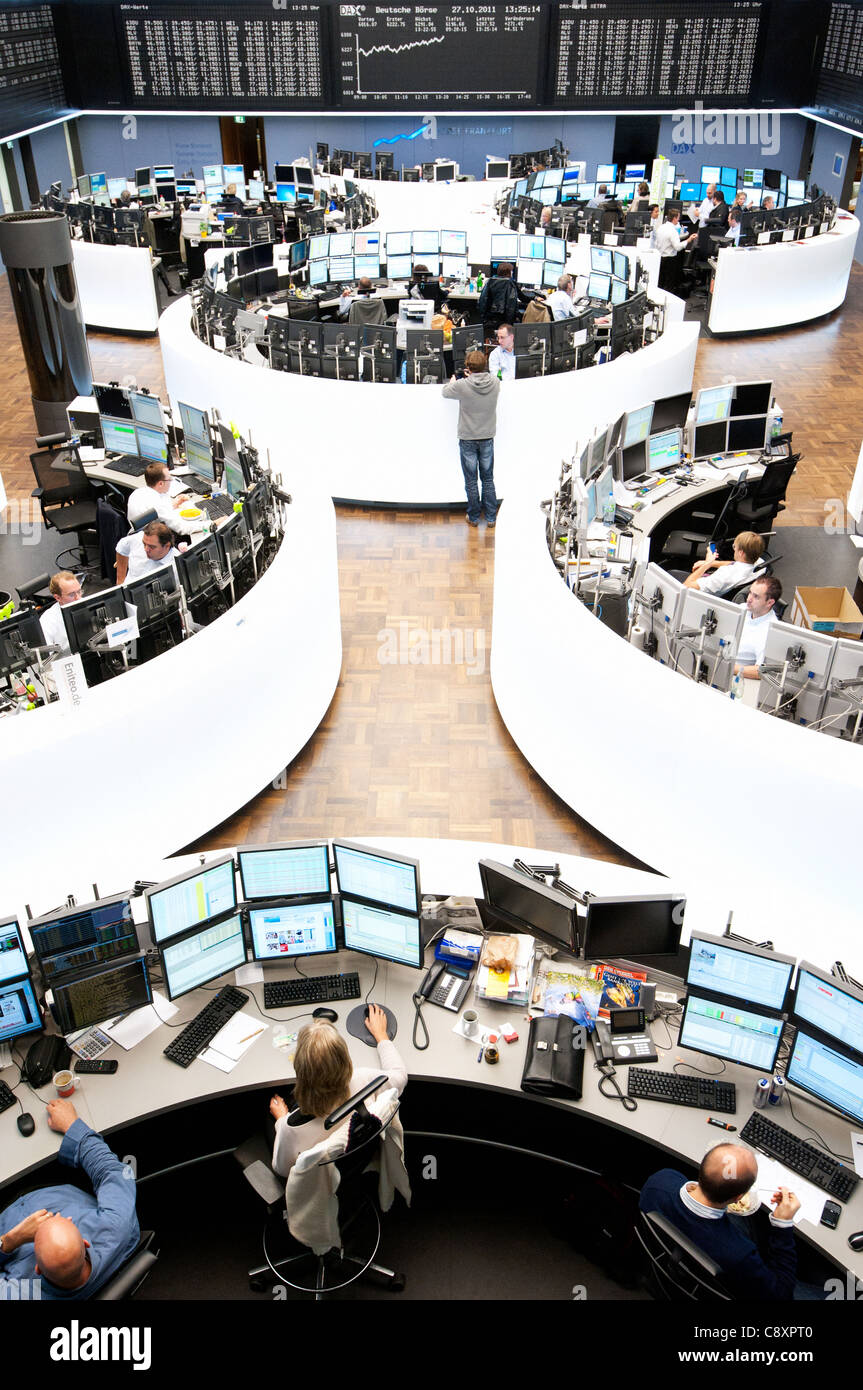 Trading floor of Frankfurt Stock Exchange, Hesse, Germany Stock Photo ...